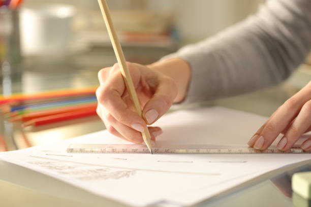 Free Stock Photo of Close-up of a hand drawing with a ruler and pen ...