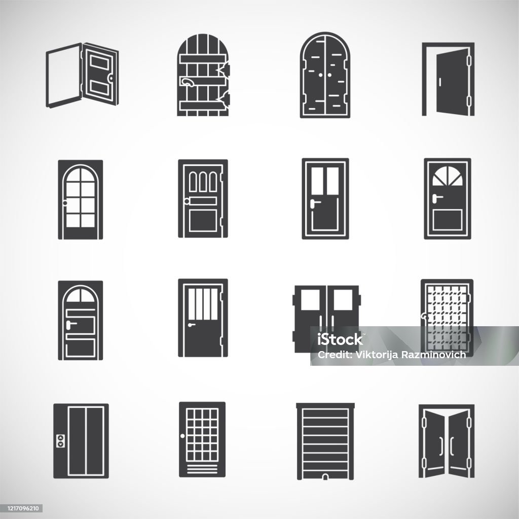 Ikon Pintu Diatur Pada Latar Belakang Untuk Desain Grafis Dan Web ... Ikon Pintu Diatur Pada Latar Belakang Untuk Desain Grafis Dan Web ...