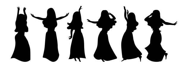 60 Poses Belly Dance Stock Illustrations Royalty Free Vector Graphics