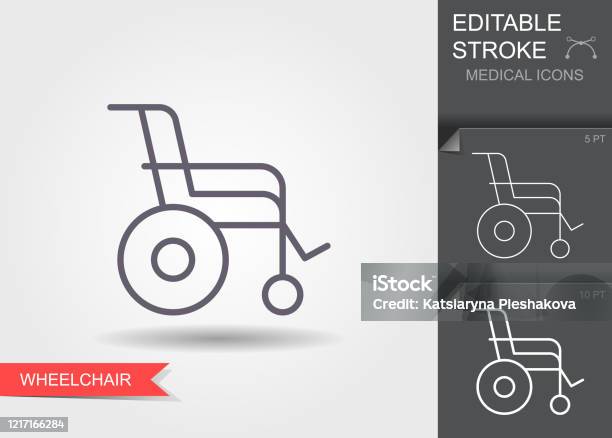 Fauteuil Roulant Symboles Médicaux Linéaires Avec Un Trait Modifiable