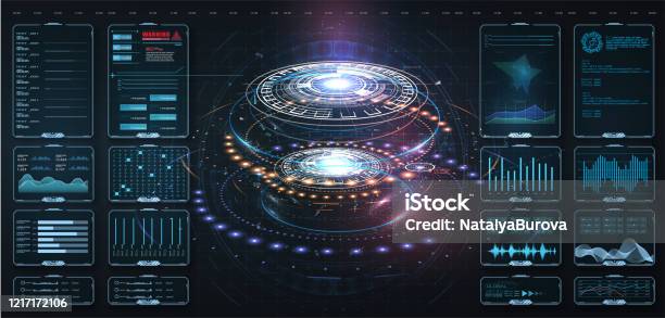 Desain Layar Antarmuka Vektor Lingkaran Futuristik Hud Gui Ui Ilmu