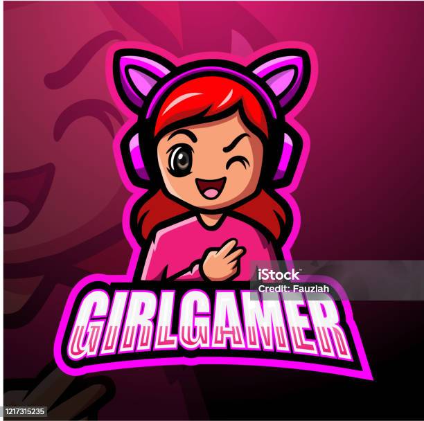Desain Logo Esport Maskot Gadis Gamer Ilustrasi Stok Unduh Gambar Sekarang Gadis Perempuan