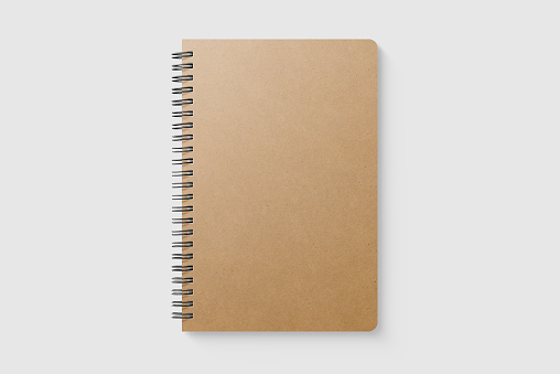 Foto Nyata Kosong Spiral Terikat Notepad Mockup Template Dengan Penutup