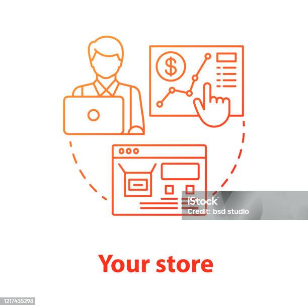 Votre Icône De Concept Rouge De Magasin Illustration Mince Didée