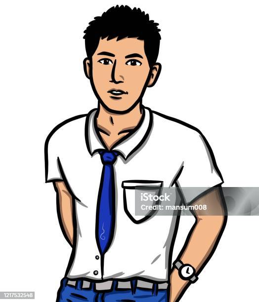 Homme Mignon De Dessin Animé Sur Le Fond Blanc Vecteurs Libres De Droits Et Plus Dimages