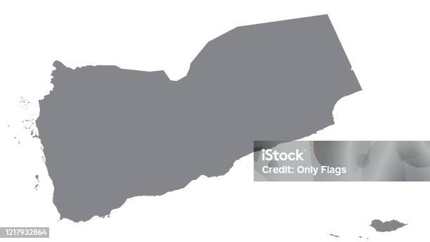 Yemen Kaart Met Grijze Toon Op Witte Achtergrond Illustratie