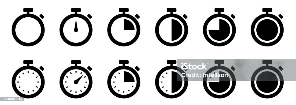 Timers Icon Set Countdown Timer Symbol Timer Stopwatch Collection Stock Vector Stock