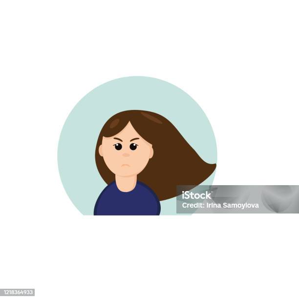 Gadis Dengan Kesedihan Emosi Dengan Gaya Datar Grafik Vektor Elemen