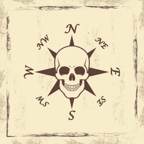 Old Compass Rose Skull