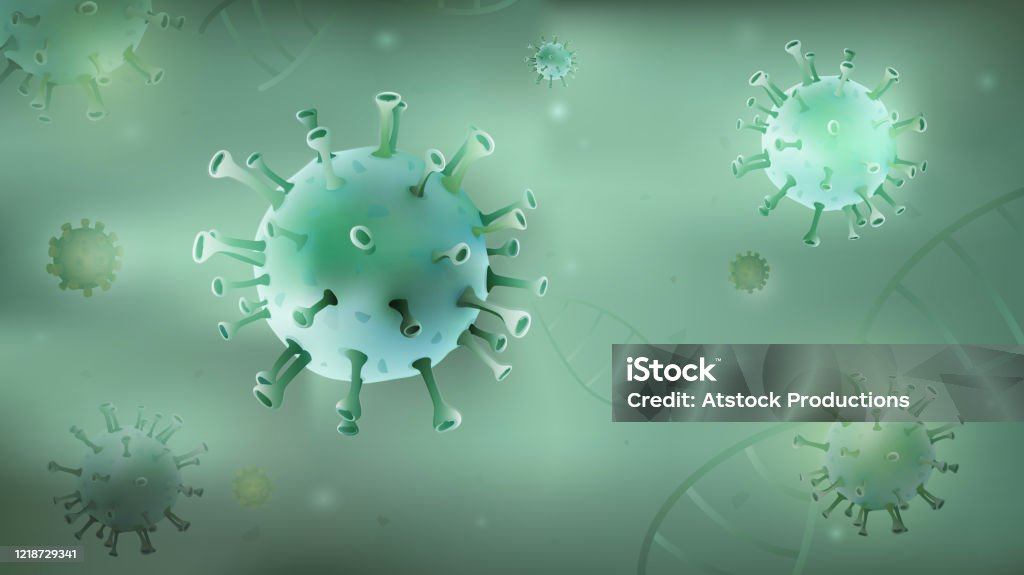 Partikel Virus Mikroskopis Dan Dna Pada Latar Belakang Hijau Muda ... Partikel Virus Mikroskopis Dan Dna Pada Latar Belakang Hijau Muda ...