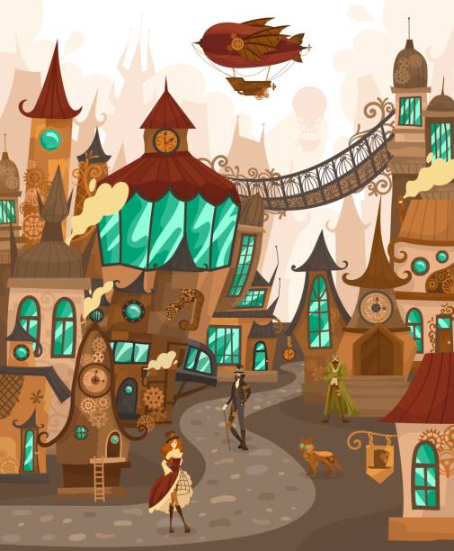 Download Steampunk, Castle, Balloon. Royalty-Free Stock Illustration ...