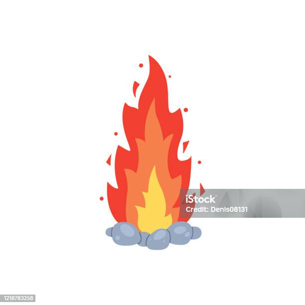 Ikon Api Unggun Membakar Vektor Api Unggun Api Kayu Bakar Bakar