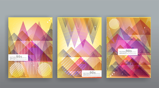 Kekacauan Geometris Abstrak Mencakup Desain Template Gradien Mengkilap