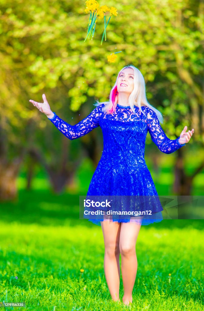 Beauty And Fun Concepts Smiling Positive Caucasian Blond Girl Throwing