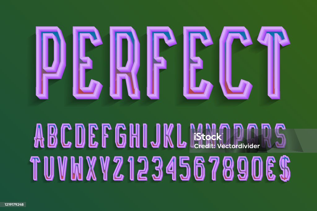 Huruf Dekoratif Sempurna Dan Angka Dengan Tanda Mata Uang Font Berwarna