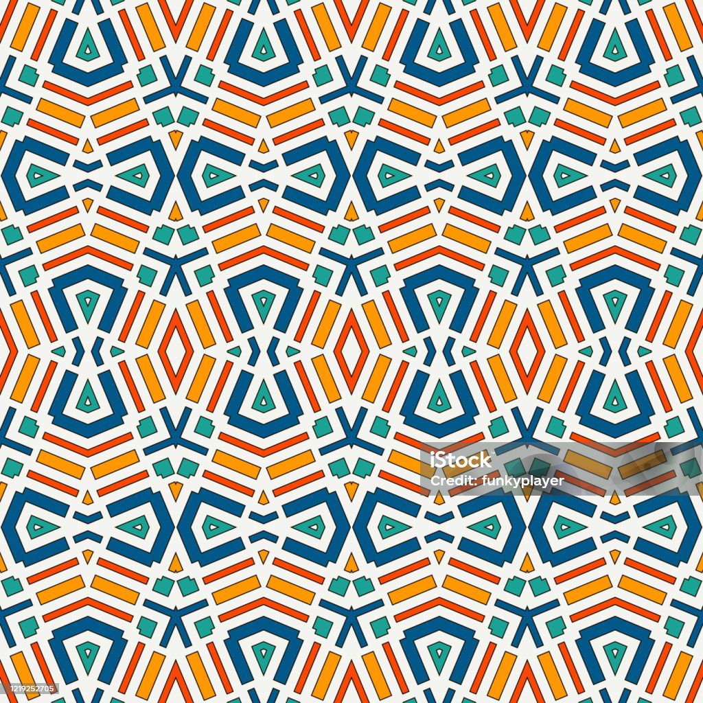 Pola Mulus Dengan Ornamen Geometris Simetris Latar Belakang Abstrak
