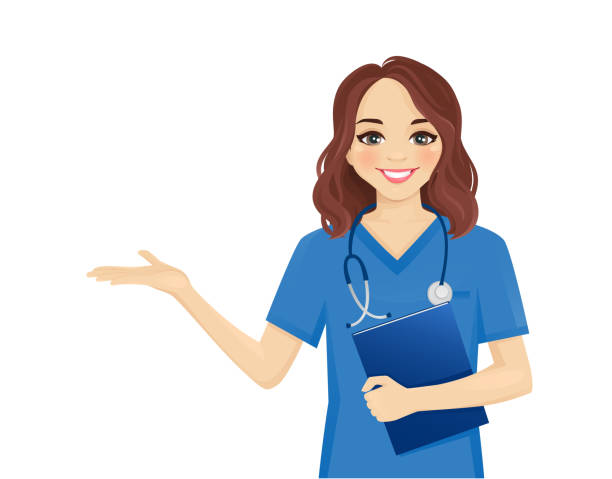 1 700 Nurse Pointing Up Stock Illustrations Royalty Free Vector