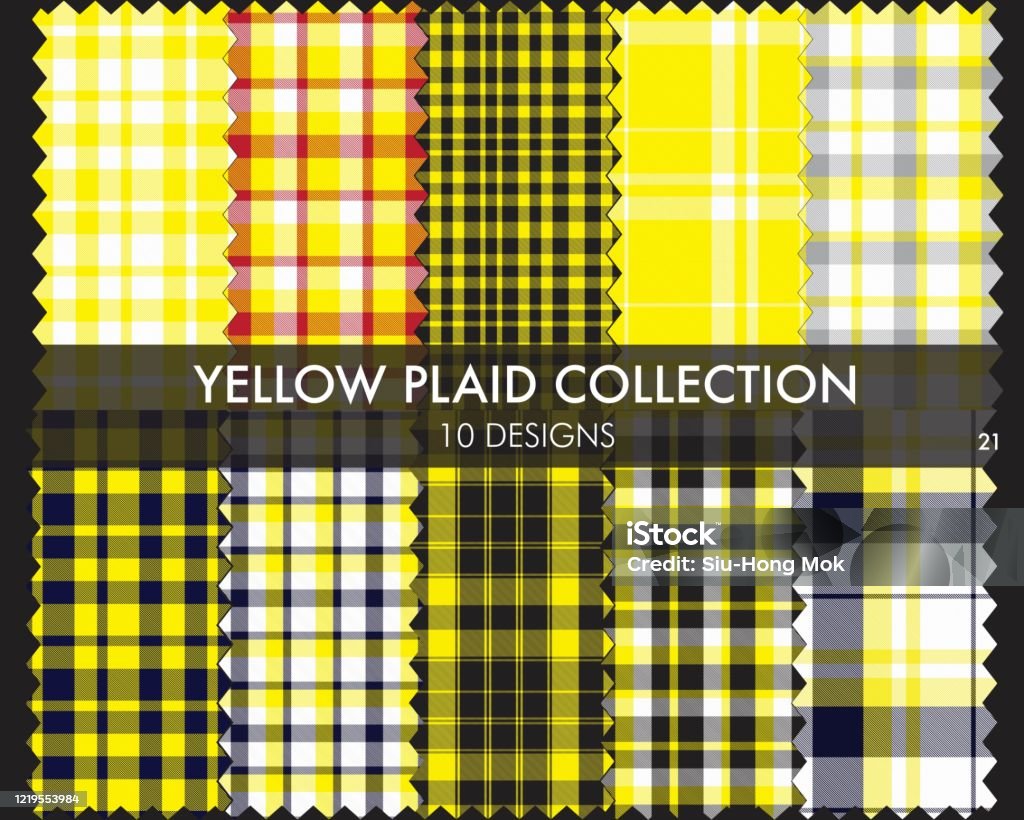 Yellow Plaid Tartan Seamless Pattern Collection Stock Illustration