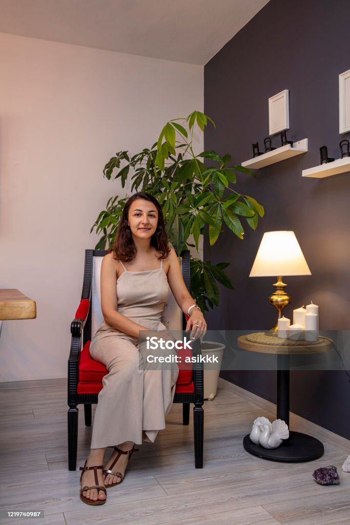 Portrait Of A Smiling Cheerful Business Woman Bright Background Stock