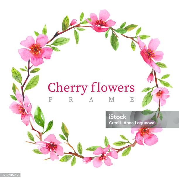 Ilustración de Acuarela Flor De Cerezo Flor Círculo Corona Sakura ... Ilustración de Acuarela Flor De Cerezo Flor Círculo Corona Sakura ...