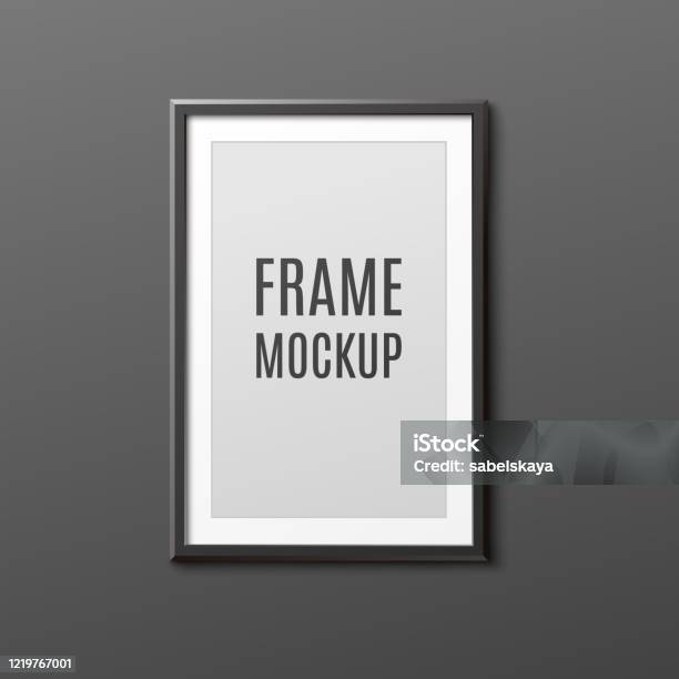 Bingkai Foto Kosong Hitam Mockup Kosong Yang Realistis Dari Pemegang