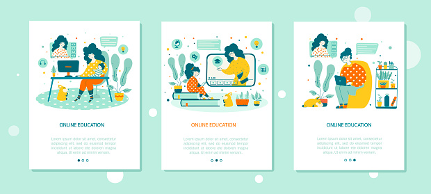 Konsep Pembelajaran Online Template Layar Halaman Aplikasi Seluler