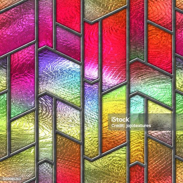 Tekstur Kaca Patri Mulus Dengan Pola Geometris Untuk Jendela Kaca