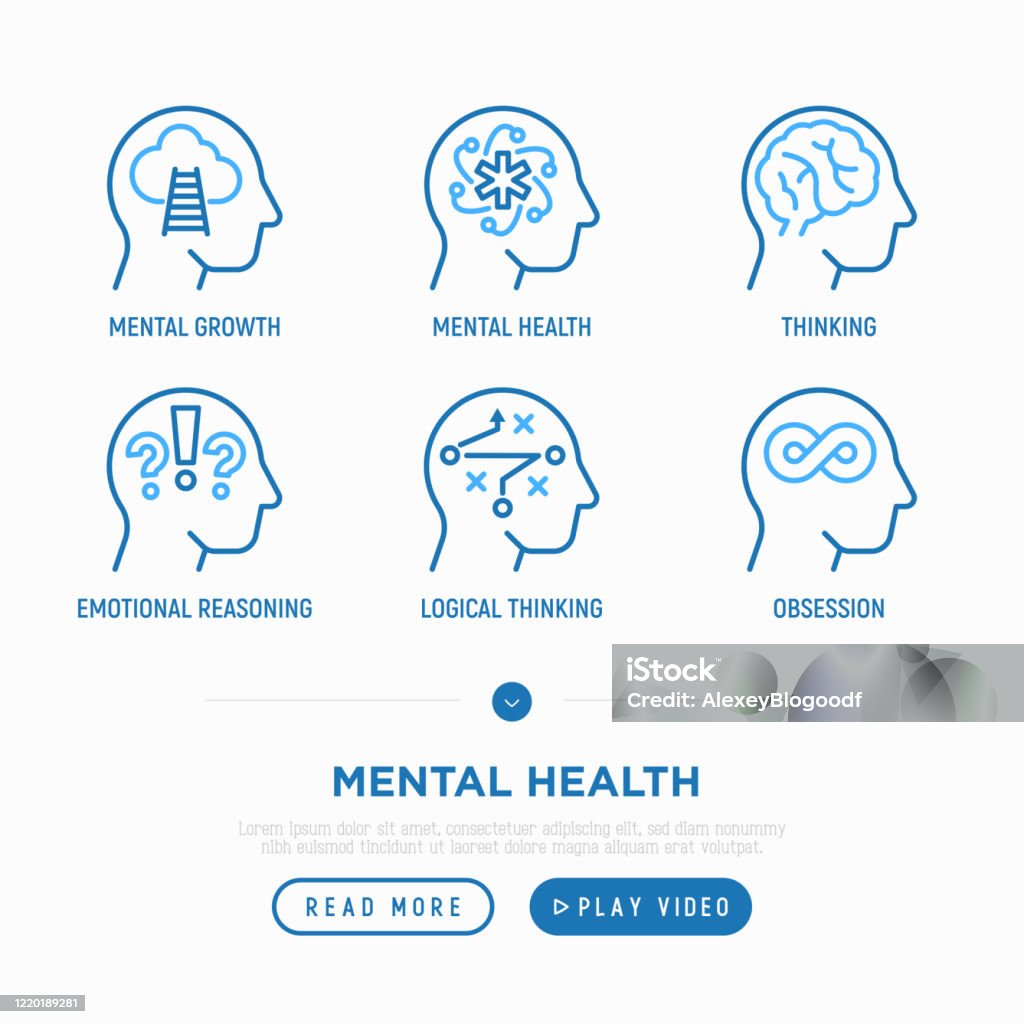 Mental Health Thin Line Icons Set Mental Growth Negative Thinking ... Mental Health Thin Line Icons Set Mental Growth Negative Thinking ...
