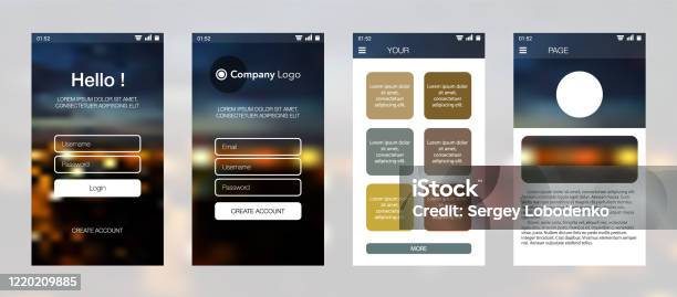 Desain Aplikasi Seluler Ui Ux Gui Set Layar Pendaftaran Pengguna Dengan