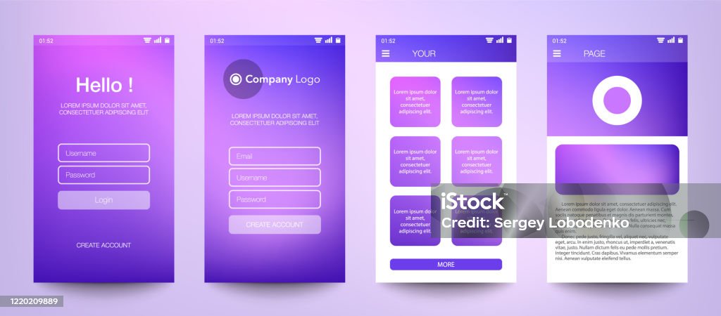 Desain Aplikasi Seluler Ui Ux Gui Set Layar Pendaftaran Pengguna Dengan