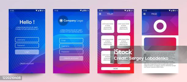 Desain Aplikasi Seluler Ui Ux Gui Set Layar Pendaftaran Pengguna Dengan