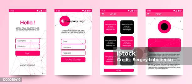Desain Aplikasi Seluler Ui Ux Gui Set Layar Pendaftaran Pengguna Dengan