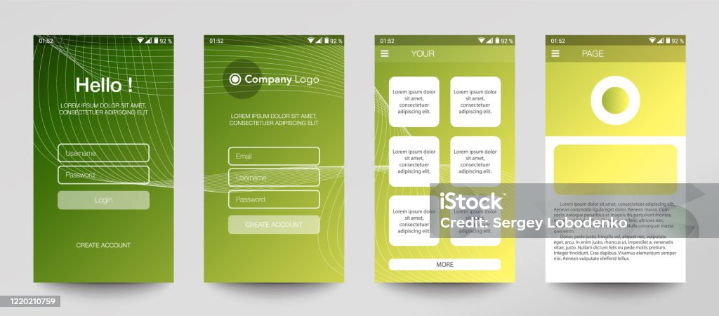 Desain Aplikasi Seluler Ui Ux Gui Set Layar Pendaftaran Pengguna Dengan