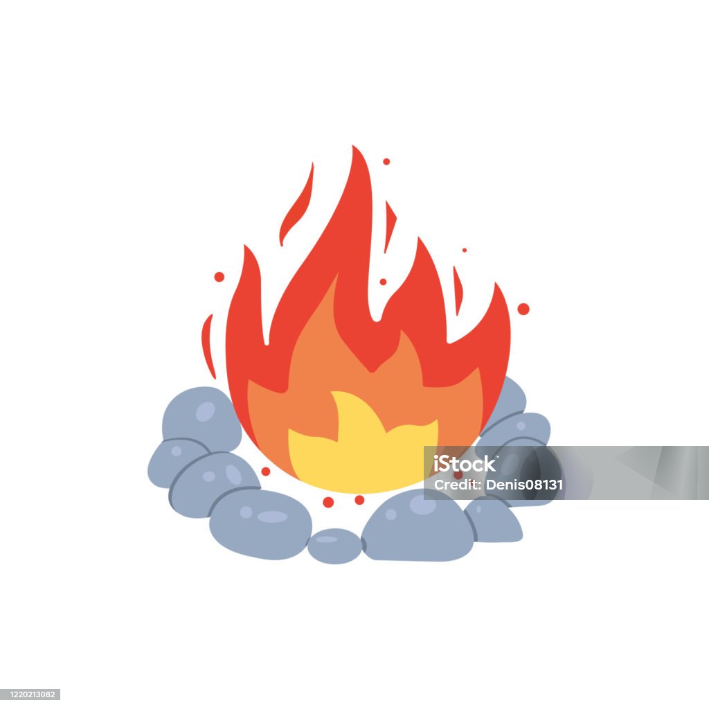 Ikon Api Unggun Membakar Vektor Api Unggun Api Kayu Bakar Bakar