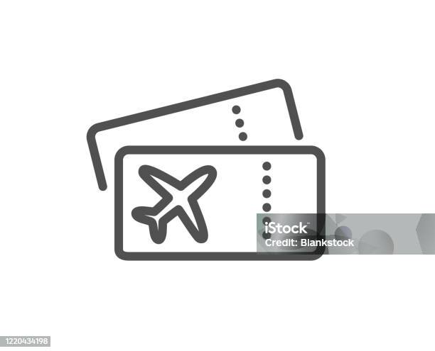 Icône De Ligne De Carte Dembarquement Signe Des Billets Davion Vecteur