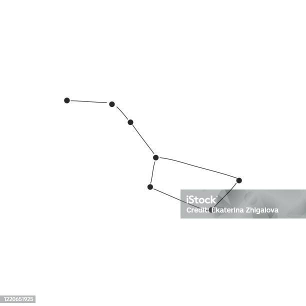 Constellation Ursa Major In Doodle Style Hand Drawing Cute Blackwhite