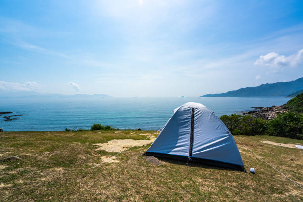 Free Stock Photo of Blue camping tent on a lush green field | Download ...