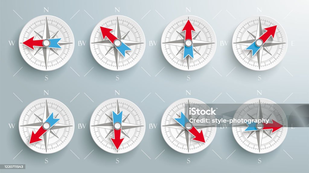 Compass Directions Set Header Stock Illustration Download Image Now Icon Symbol Sports