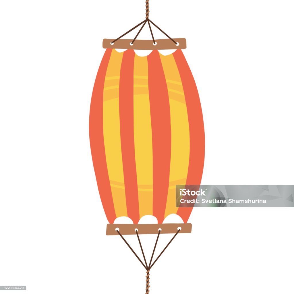 Rote Orange Hängematte Symbol Flache Cartoonillustration Von Rot Gelb