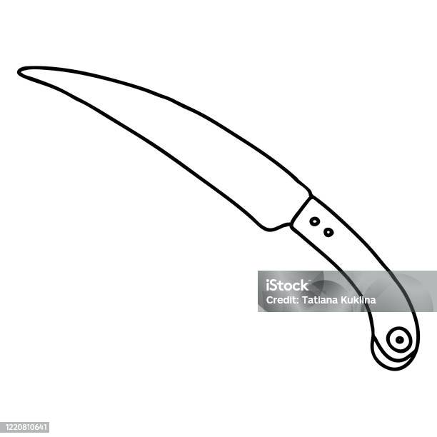 Illustration Noire De Vecteur De Maindessin Du Couteau Métallique Pour