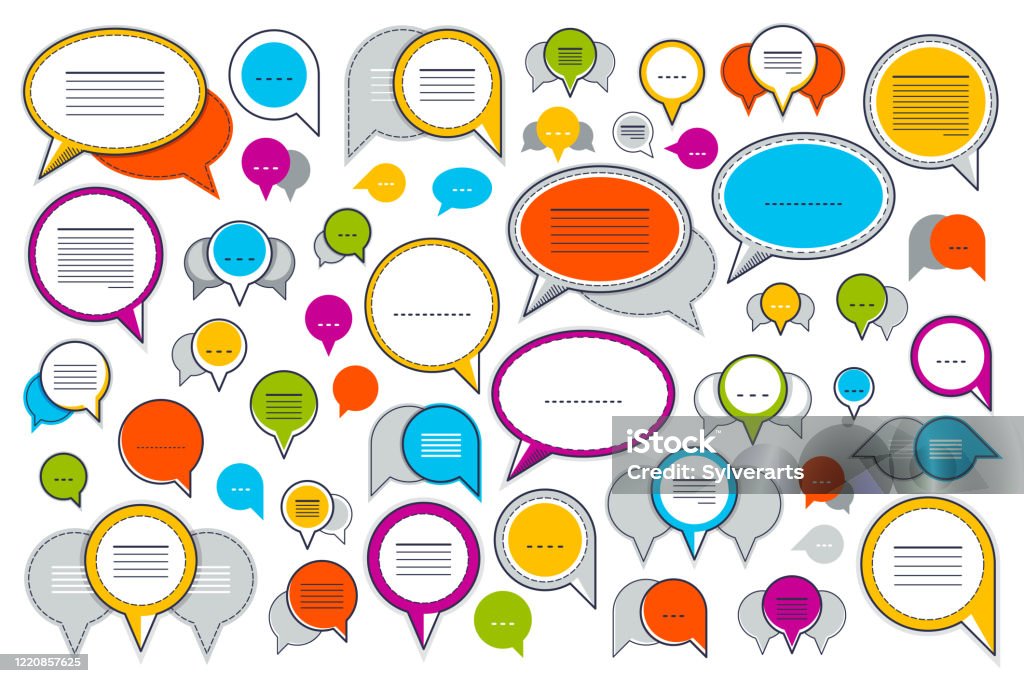 A Lot Of Diversity Speech Bubbles Vector Set Different Dialog Signs Geometric Flat Style Big Set