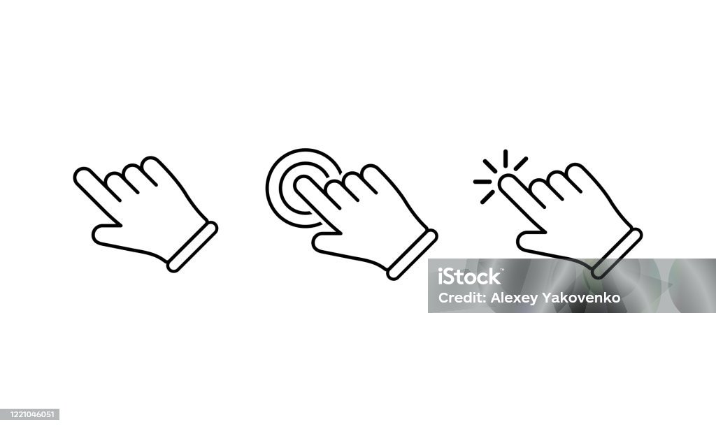 Kursor Tangan Klik Tangan Atau Ikon Penunjuk Mouse Diatur Pada Latar ... Kursor Tangan Klik Tangan Atau Ikon Penunjuk Mouse Diatur Pada Latar ...