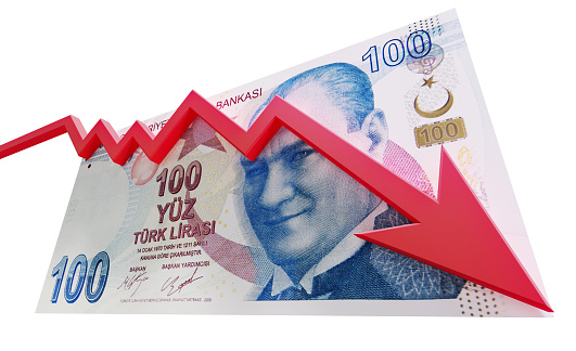 Volatility In Turkish Lira Red Arrow Moving Down Over One Hundred ... Volatility In Turkish Lira Red Arrow Moving Down Over One Hundred ...