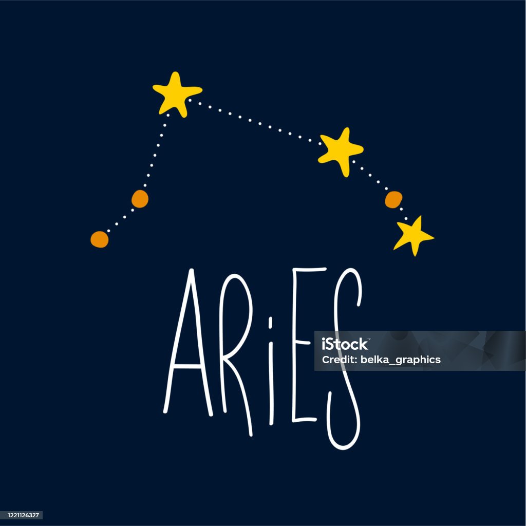Tandatanda Zodiak Simbol Aries Konstelasi Pada Latar Belakang Biru Tua