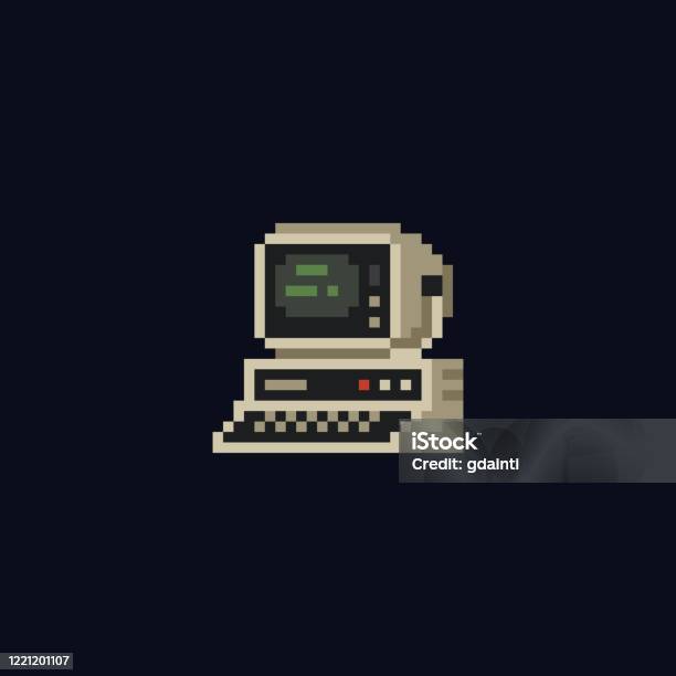Komputer Pribadi Retro Dengan Perintah Konsol Terminal Di Layar Kasus