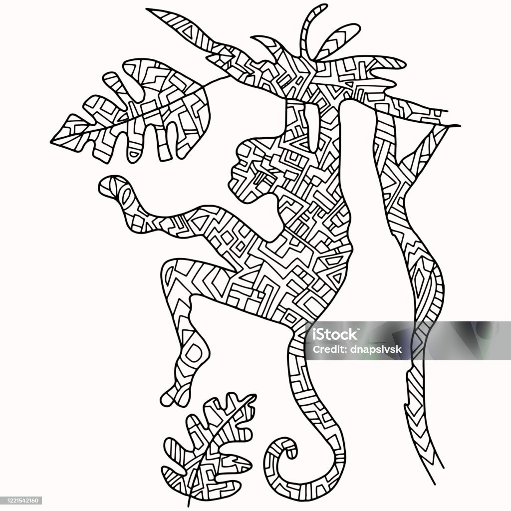 En Apa På Ett Träd Ritat Med Abstrakta Geometriska Figurer För ... En Apa På Ett Träd Ritat Med Abstrakta Geometriska Figurer För ...