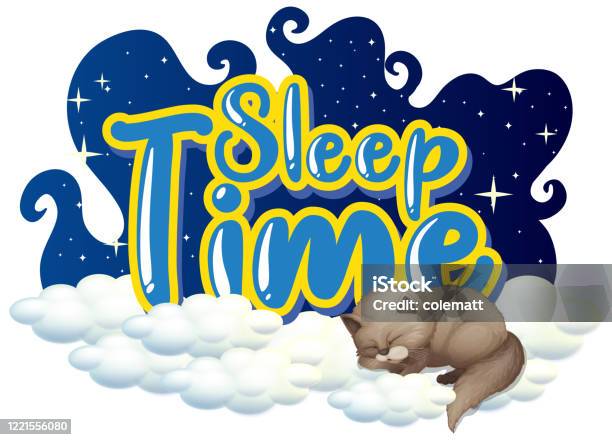 Desain Font Untuk Waktu Tidur Kata Dengan Tidur Kucing Ilustrasi Stok ... Desain Font Untuk Waktu Tidur Kata Dengan Tidur Kucing Ilustrasi Stok ...