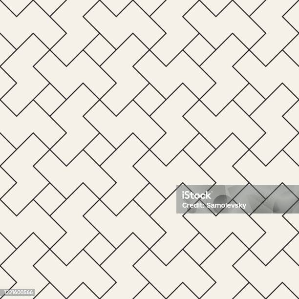 Vector Seamless Geometric Tiling Pattern Simple Abstract Lines Lattice Repeating Intersecting