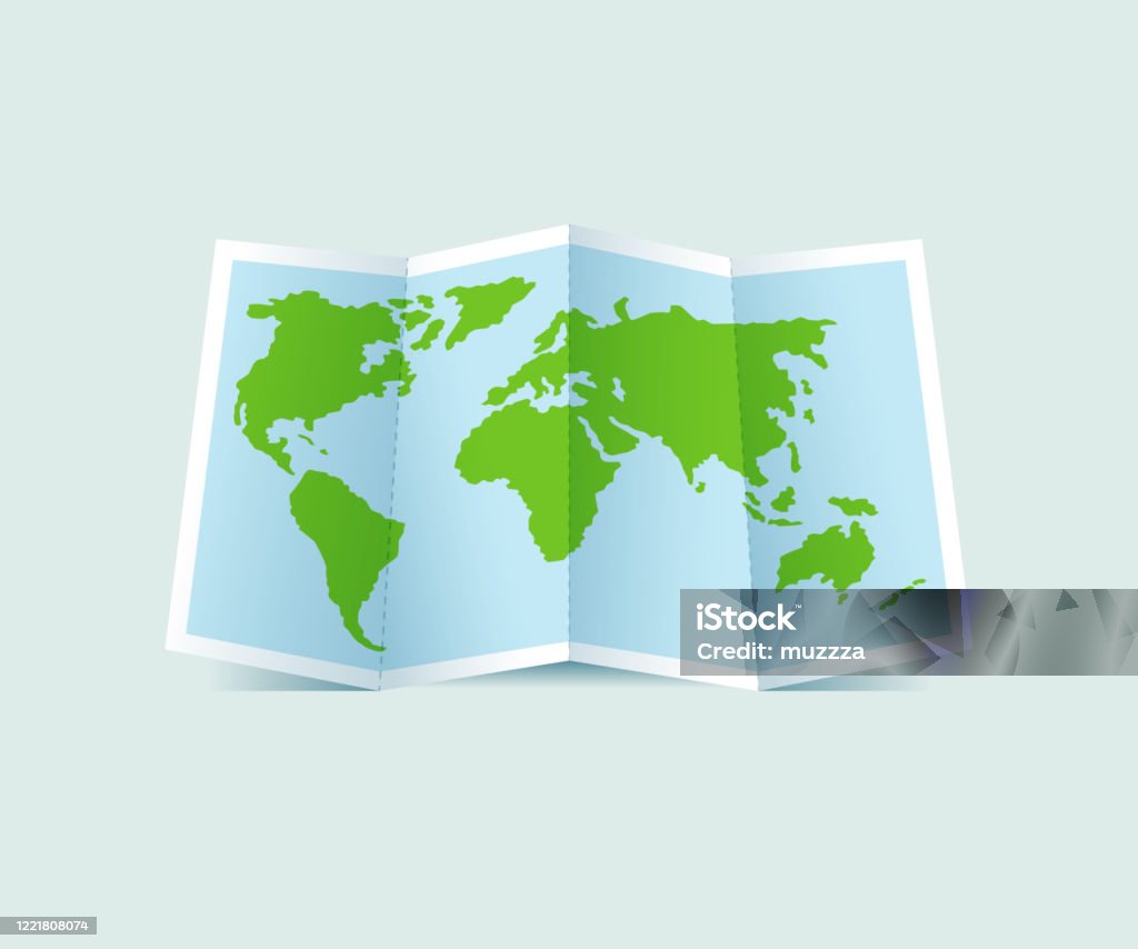Green Folded Paper World Map Vector Illustration Stock Illustration ... Green Folded Paper World Map Vector Illustration Stock Illustration ...