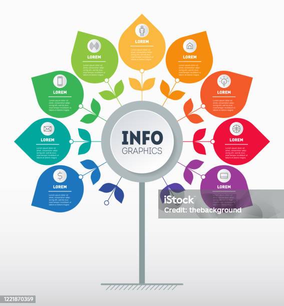 Présentation Dentreprise Ou Concept Dinfographie Avec 9 Options Et